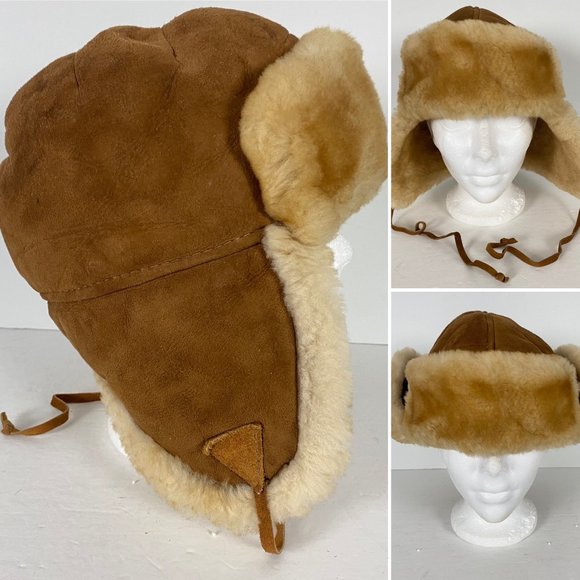 Eli's Sheep Farm | Accessories | Vintage Sheepskin Trapper Aviator Hat ...